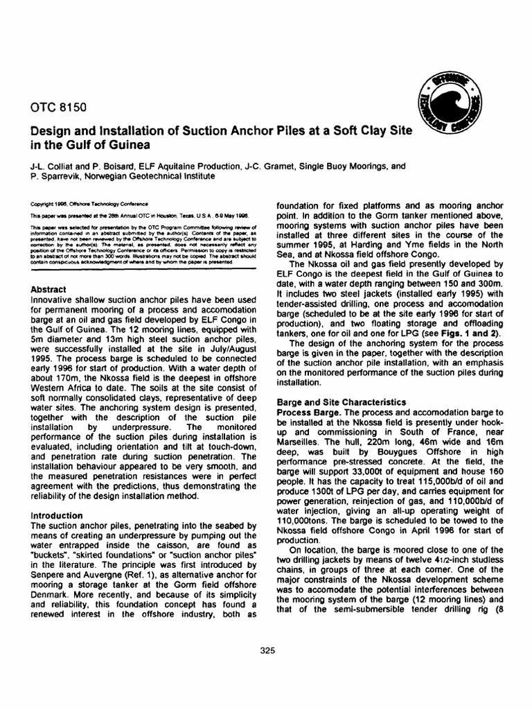 Design and Installation of Suctıon Anchor Piles | PDF | Deep Foundation ...