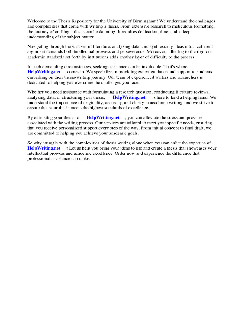 Thesis Repository University of Birmingham | PDF | Thesis | Information ...