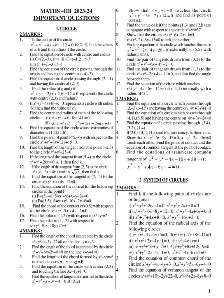 Maths IIB Exam Prep Questions | PDF | Ellipse | Algebraic Geometry
