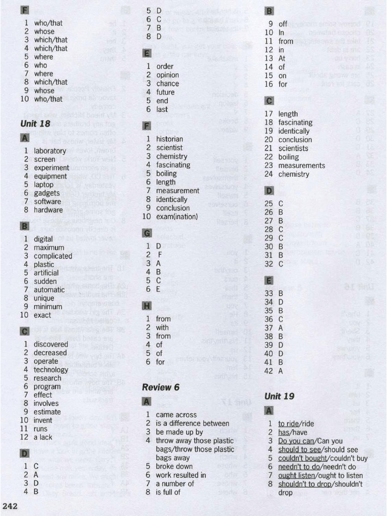 Answers Unit 18 | PDF