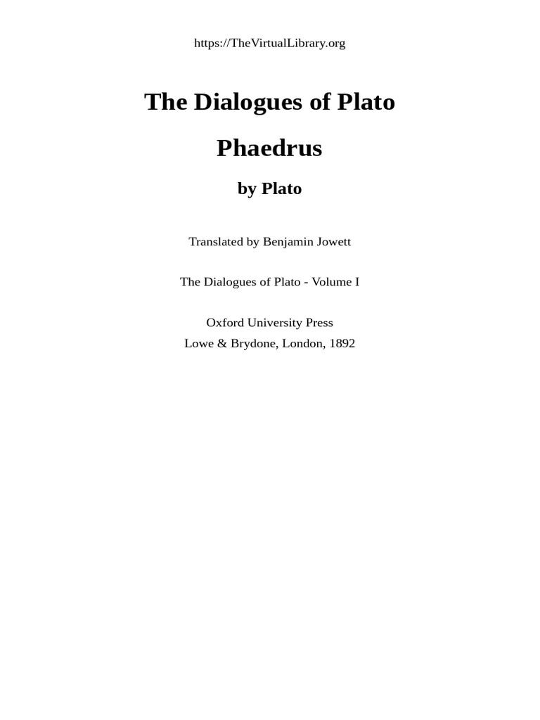 The Dialogues of Plato - Phaedrus - PDFn | PDF | Plato | Rhetoric