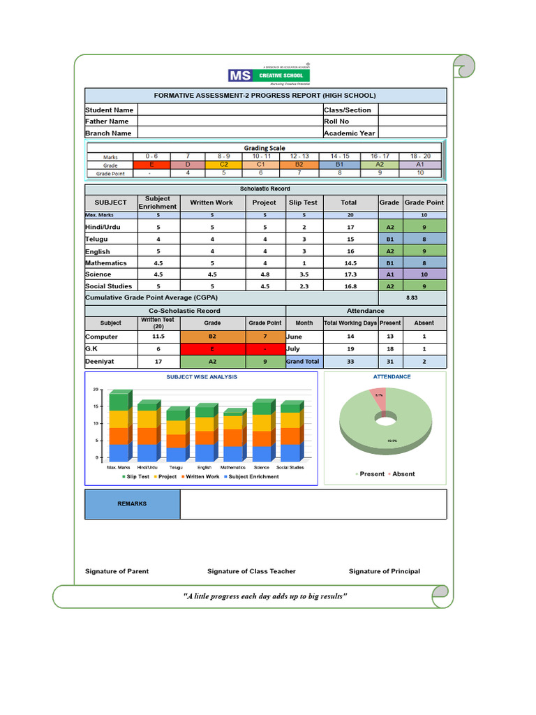 Grade 11 Formative Assessment Report | PDF