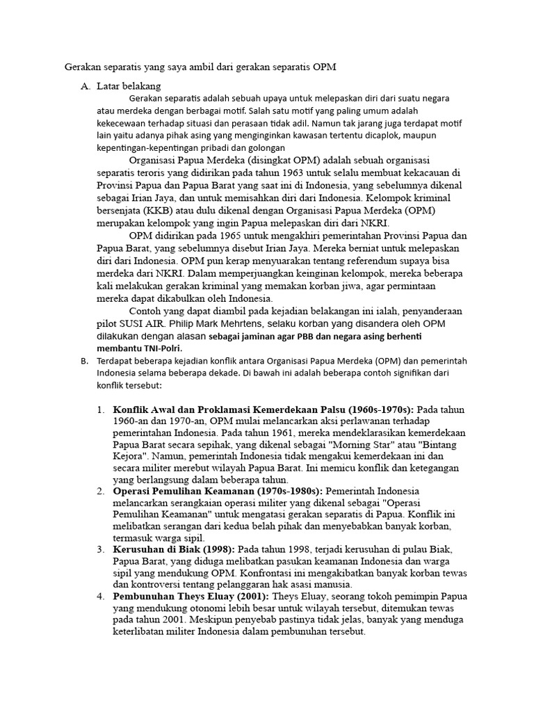 Gerakan Separatis Di Indonesia - David Pratama Ginting | PDF