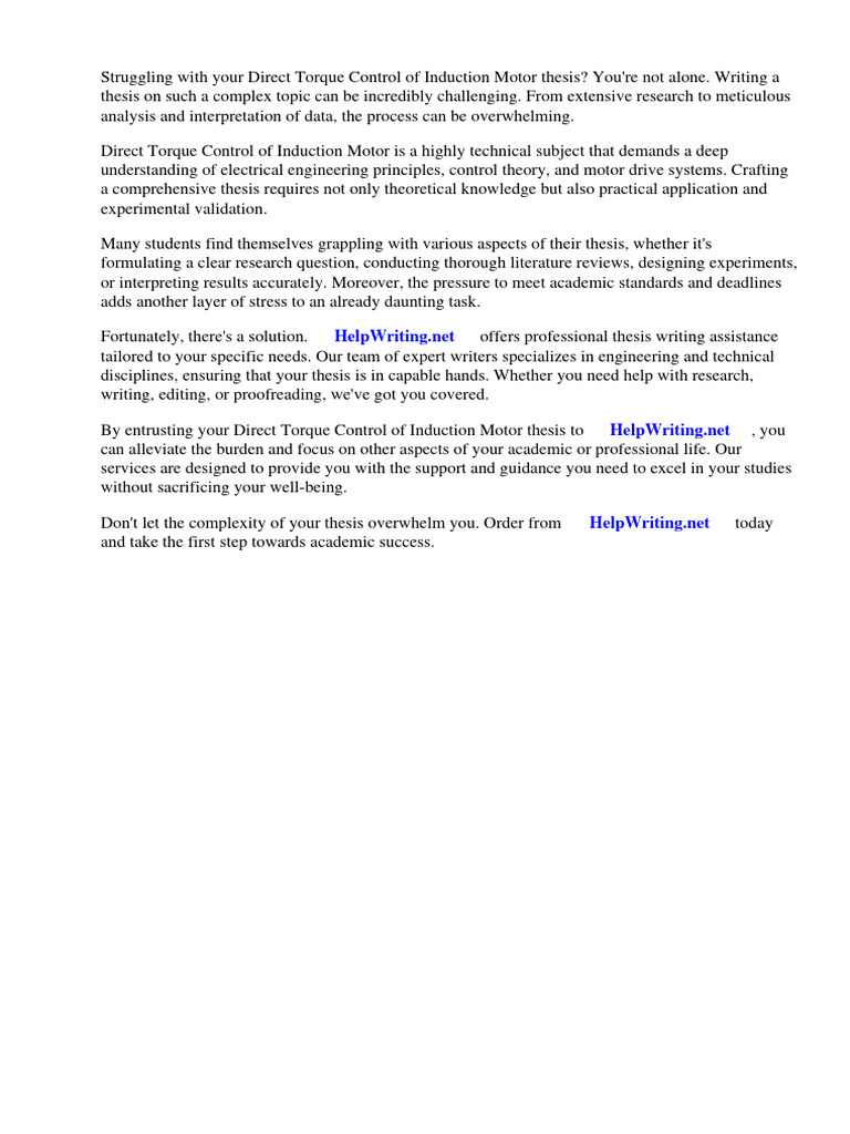 Direct Torque Control of Induction Motor Thesis | Download Free PDF ... Direct Torque Control of Induction Motor Thesis | Download Free PDF ...