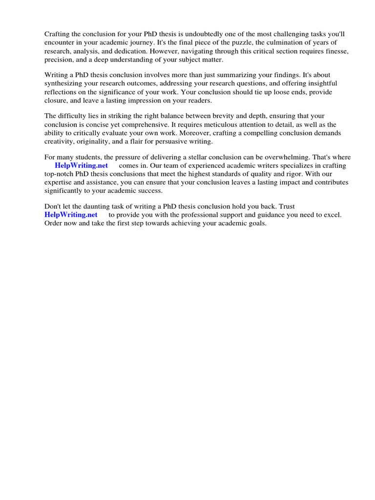 PHD Thesis Conclusion How To Write | PDF | Thesis | Essays