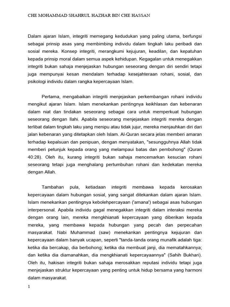Kesan Pengabaian Integriti dalam Islam | PDF