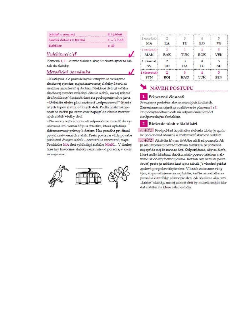 Čítanie Slov A Slabík S L | PDF