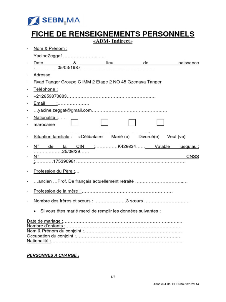 Fiche de Renseignement | PDF