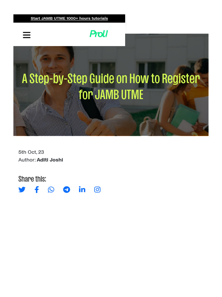 ProU Education - A Step-by-Step Guide On How To Register For JAMB UTME | PDF