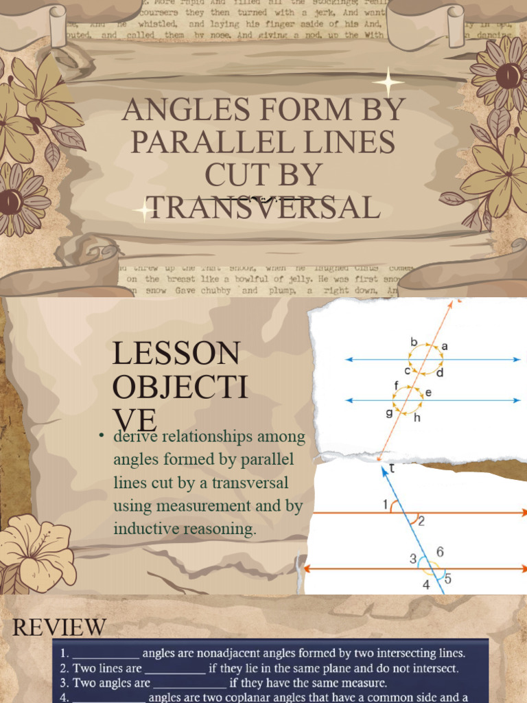 Angles Form by Parallel Lines Cut by Transversal | PDF