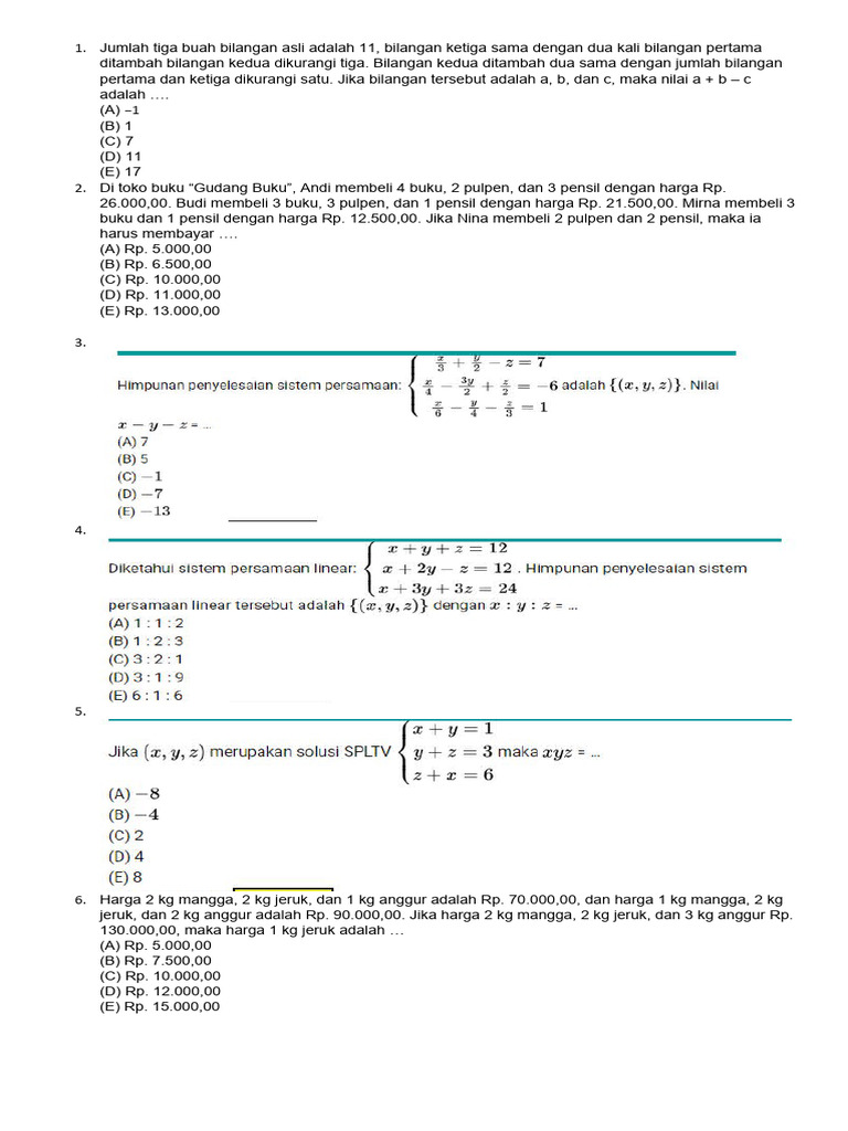 Soal UTBK Persamaan Kuadrat 3 Variabel | PDF | Metode & Bahan Ajar | Griya & Taman