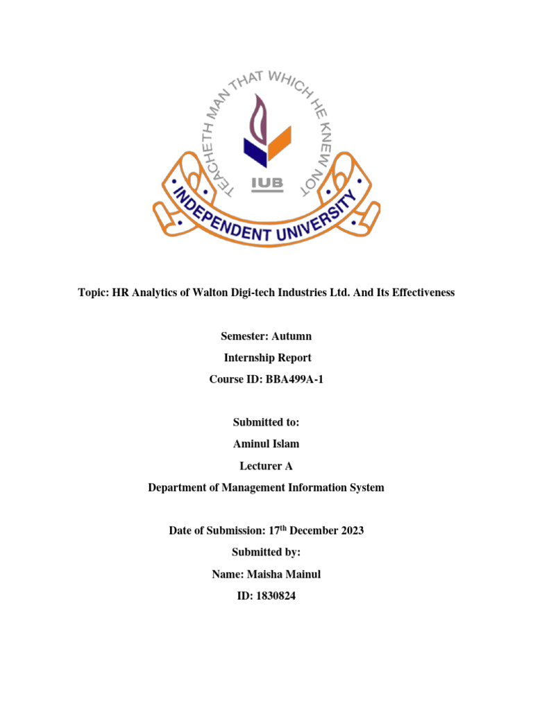 1830824 Internship Report BBA MIS | PDF | Analytics | Human Resource ...