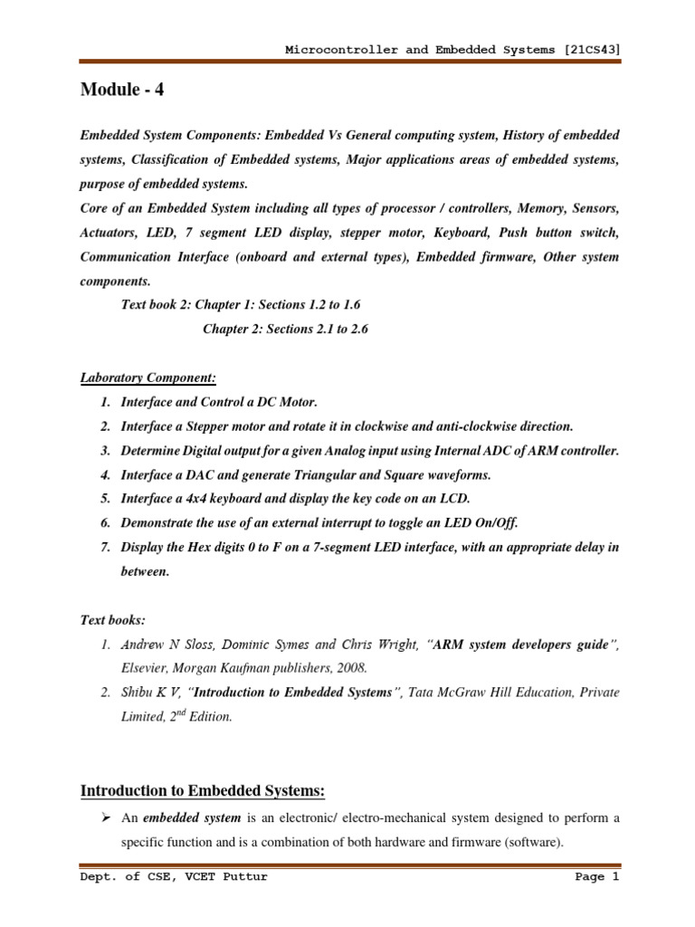 Mes Module 4 Pdf Random Access Memory Microcontroller 