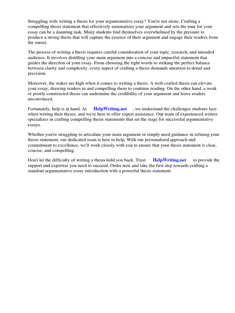 Argumentative Essay Introduction and Thesis Examples | Download Free ...