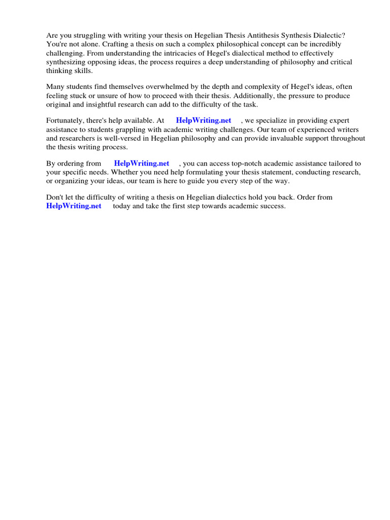 Hegelian Thesis Antithesis Synthesis Dialectic | PDF | Dialectic ...