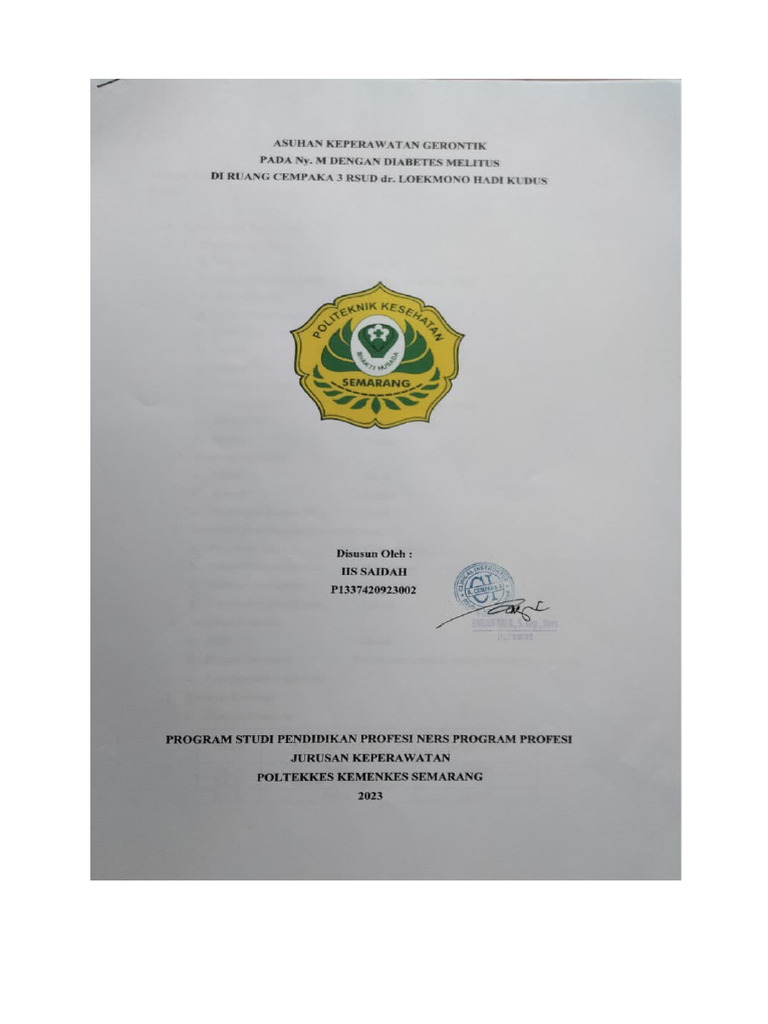 Askep DM Minggu 1 Iis Saidah | PDF | Kesehatan Holistik