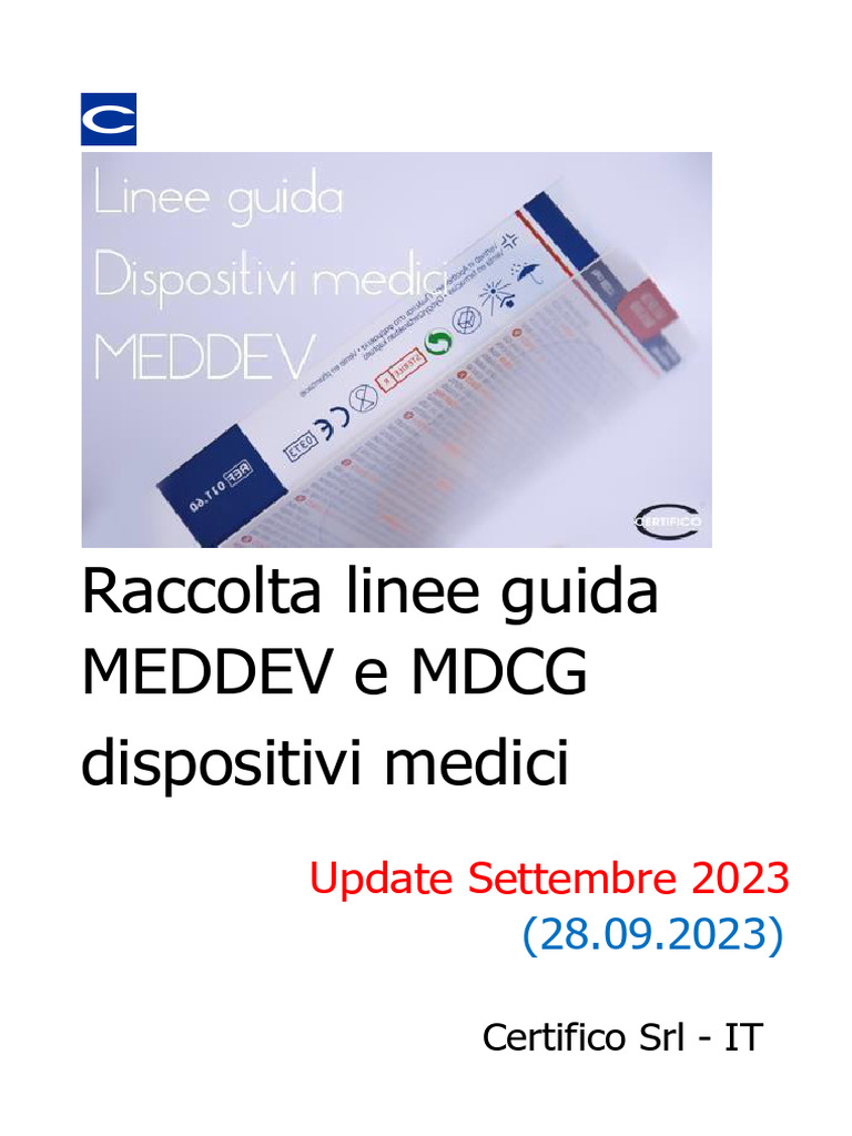 Raccolta Linee Guida MEDDEV e MDCG Indice 28.09.2023 | PDF | Medical ...