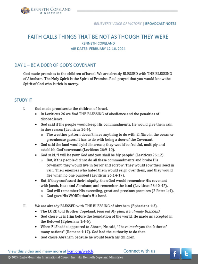 BNT240212 Broadcast Notes Kenneth Copeland-Trk-20240129 | PDF