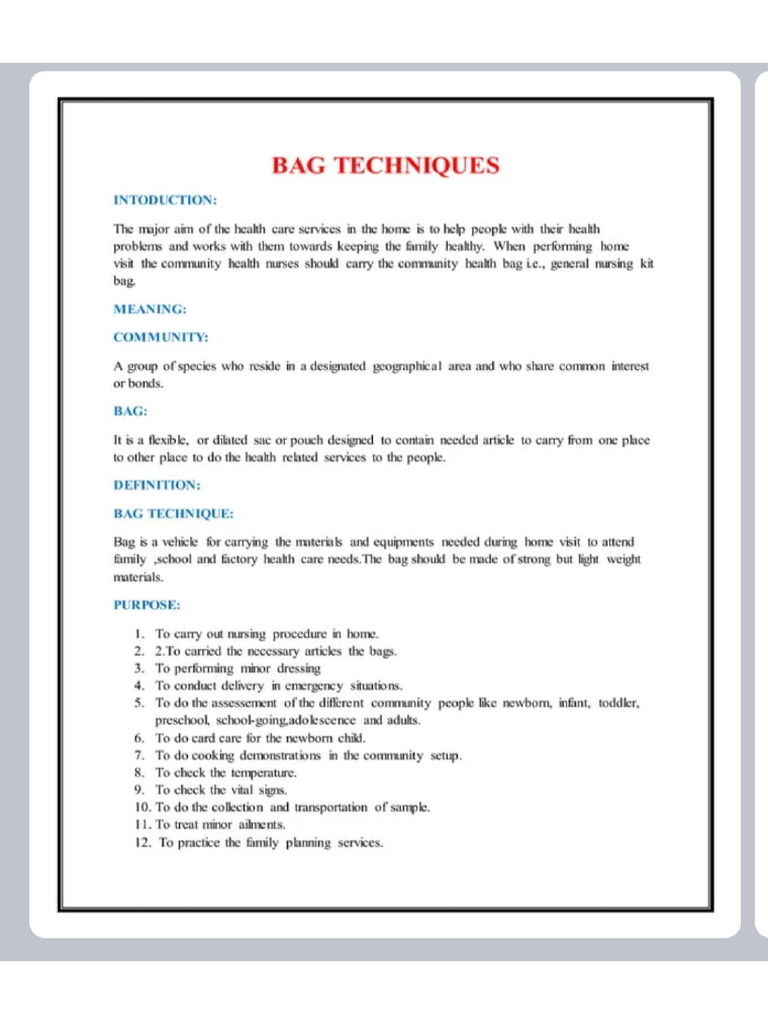 bag technique | PDF