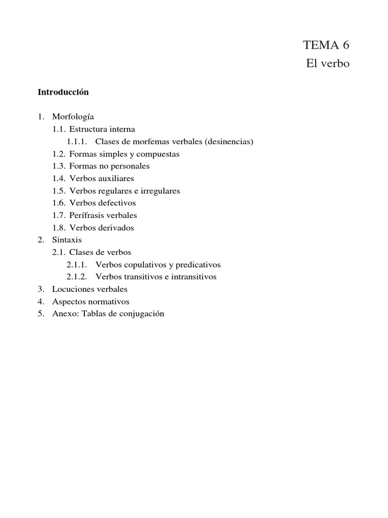 Tema 6. EL VERBO | PDF | Verbo | Adverbio