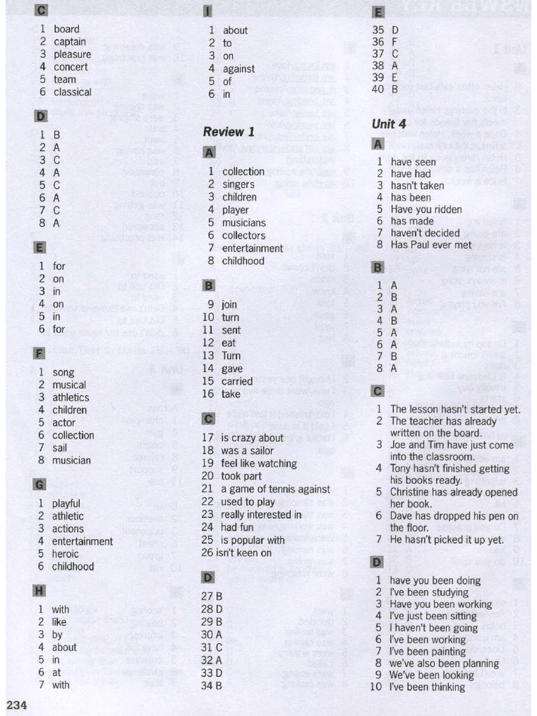 Answers Unit 4 Present Perfect Simple | PDF
