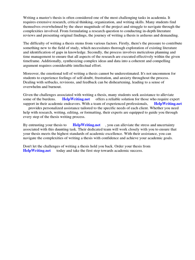 Why Write A Master Thesis | PDF | Thesis | Essays