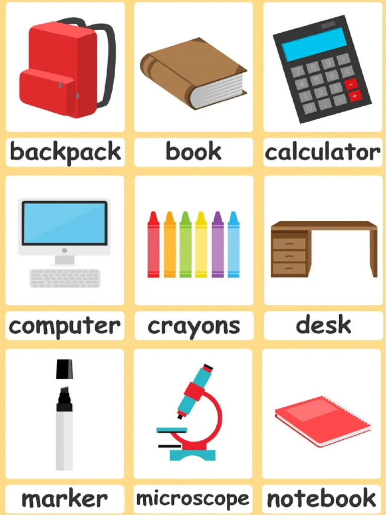 School Objects Flashcards | PDF