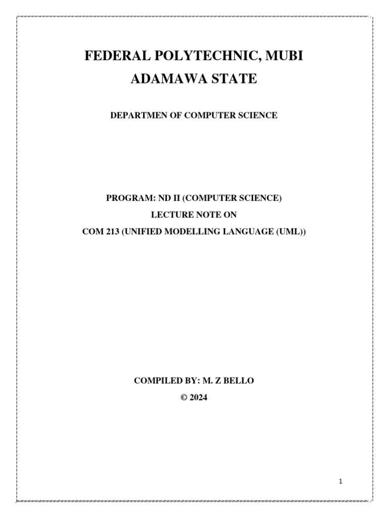 Federal Polytechnic, Mubi Adamawa State: Departmen of Computer Science ...