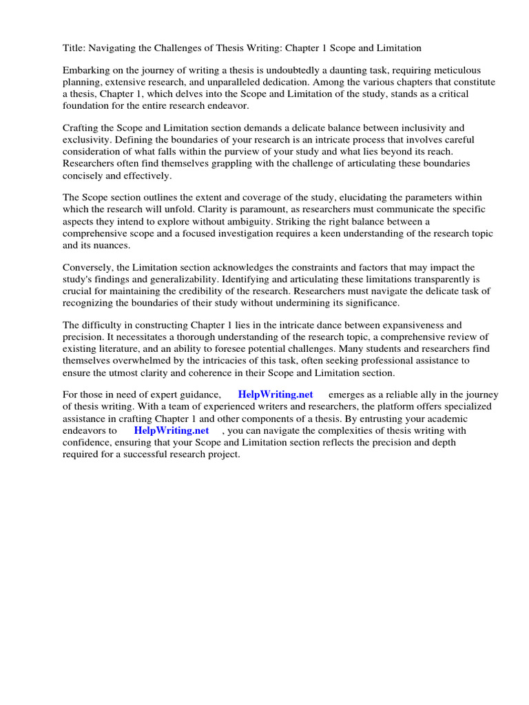 Thesis Chapter 1 Scope and Limitation | PDF | Thesis | Intelligence ... Thesis Chapter 1 Scope and Limitation | PDF | Thesis | Intelligence ...