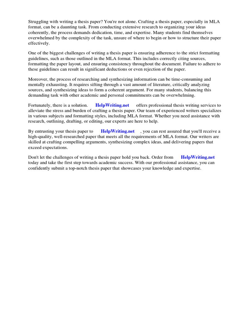 Sample Thesis Paper Mla Format | PDF | Citation | Comma