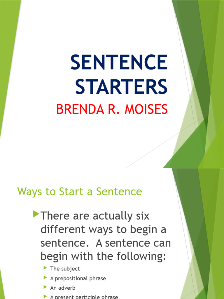 Sentence Starters | PDF
