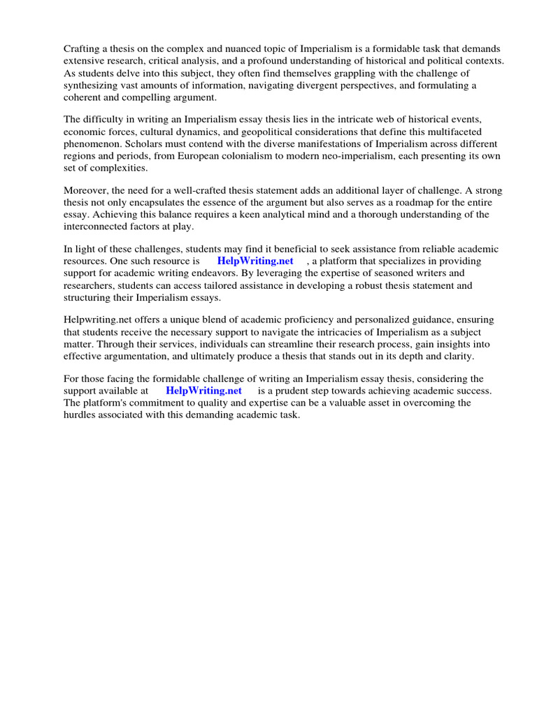 Imperialism Essay Thesis | PDF | Imperialism | The United States
