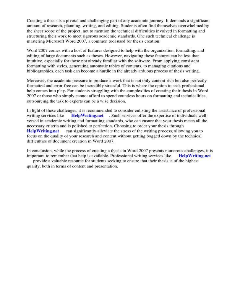 Creating A Thesis in Word 2007 | PDF