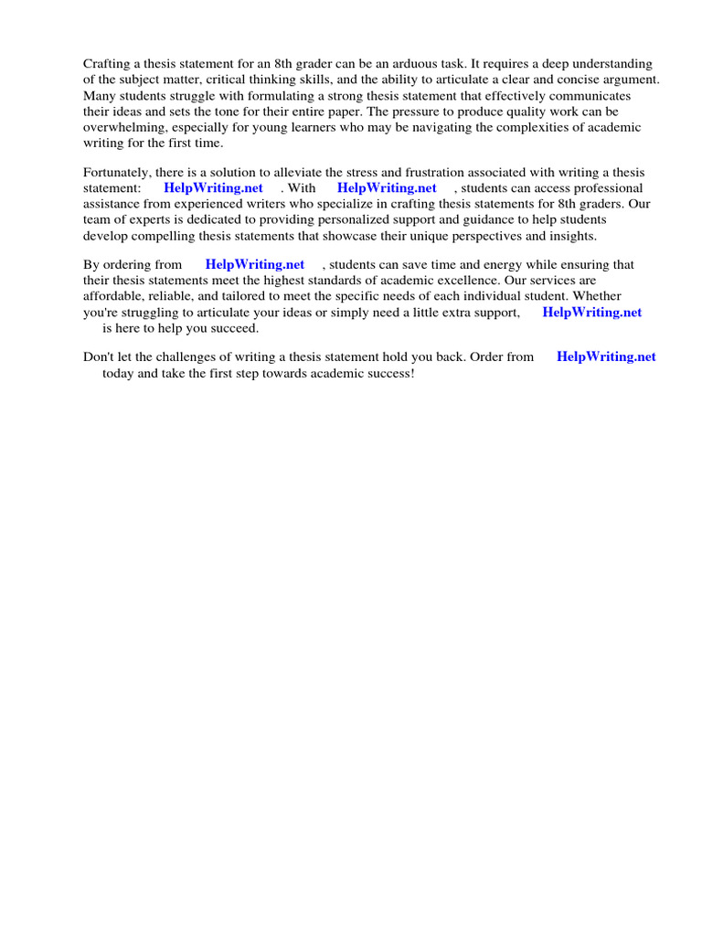 Thesis Statements for 8th Graders | PDF | Essays | Thesis