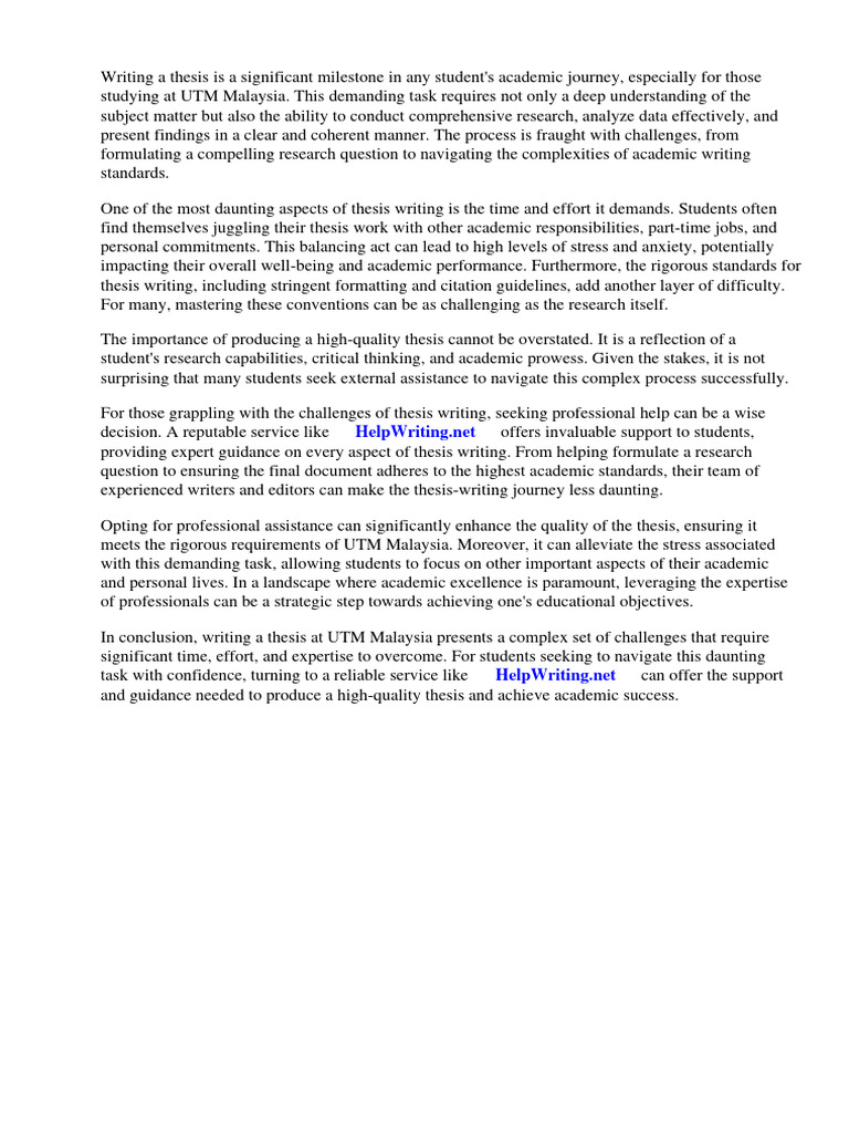 Utm Malaysia Thesis | PDF | Thesis | Publishing