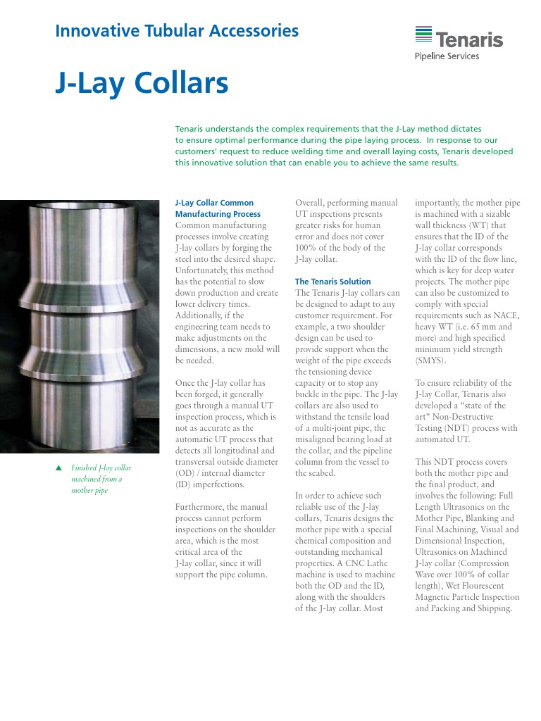 J-Lay Collars: Innovative Tubular Accessories | PDF | Technology ...