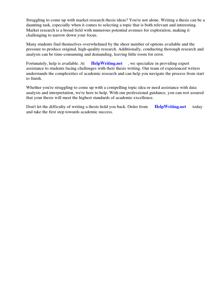 Market Research Thesis Ideas | PDF | Thesis | Marketing