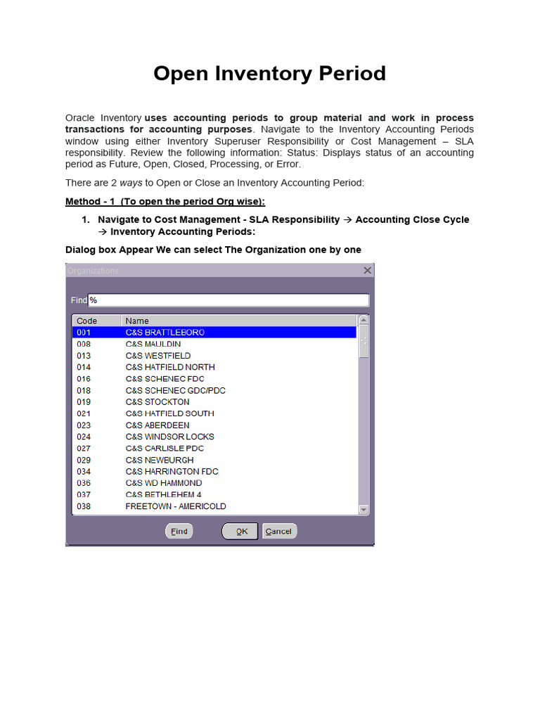 Oracle Inventory Period Management | PDF