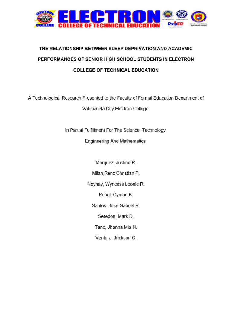 The Relationship Between Sleep Deprivation and Academic Performances of Senior High School ...