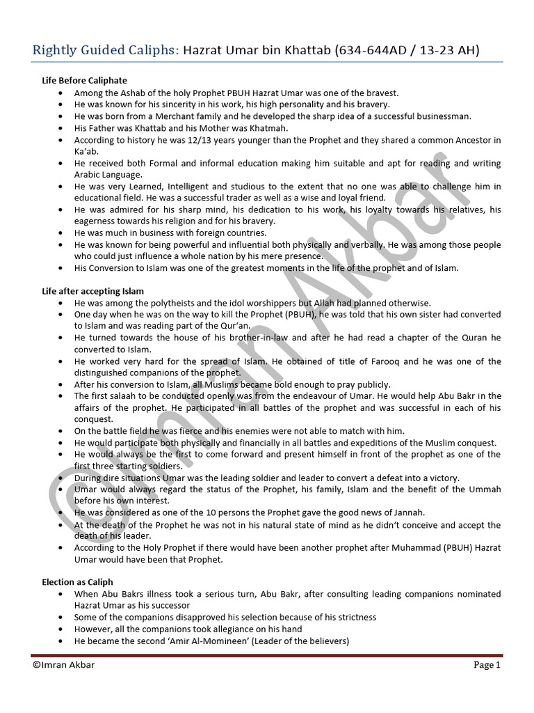 Caliphate of Hazrat Umar | PDF | Umar | Abrahamic Religions