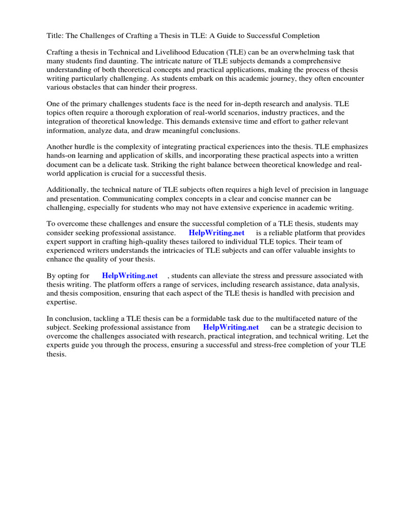 Thesis Topics in Tle | PDF | Thesis | Market (Economics)