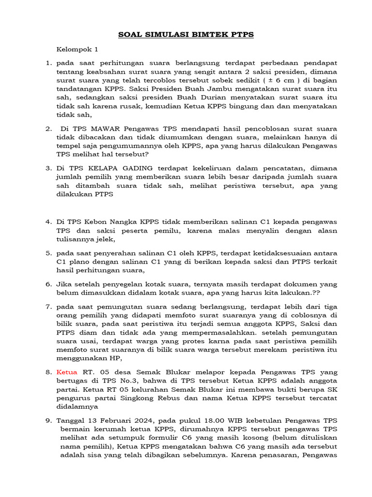 SOAL SIMULASI BIMTEK PTPS Fix | PDF