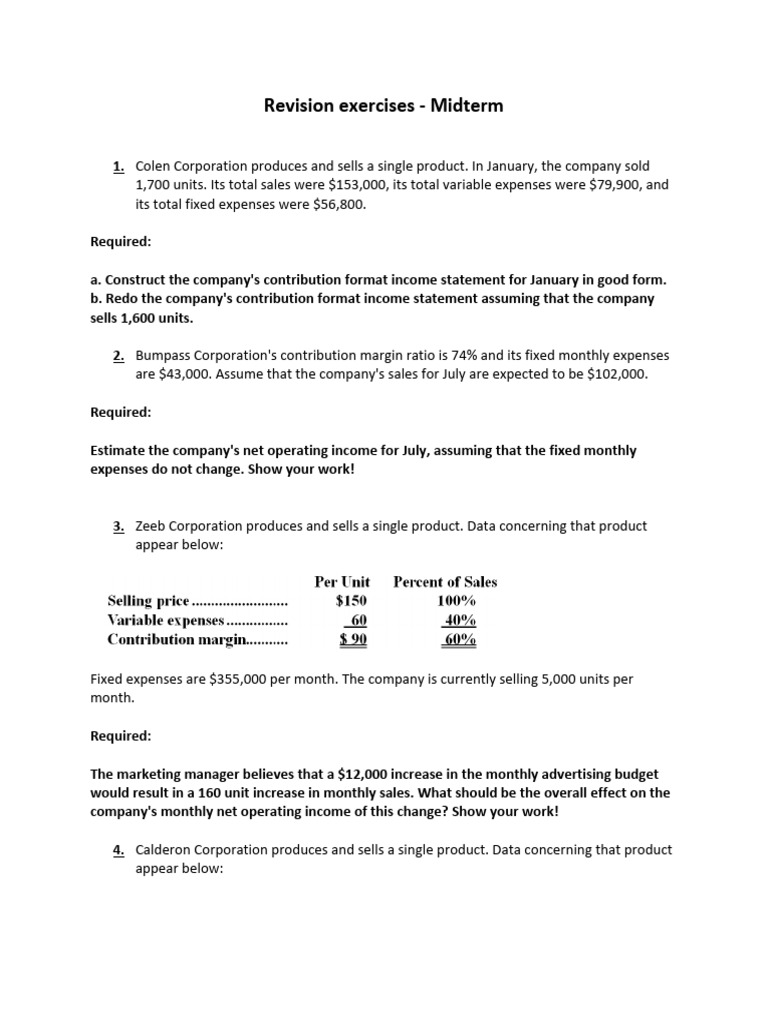 Revision Exercises | PDF