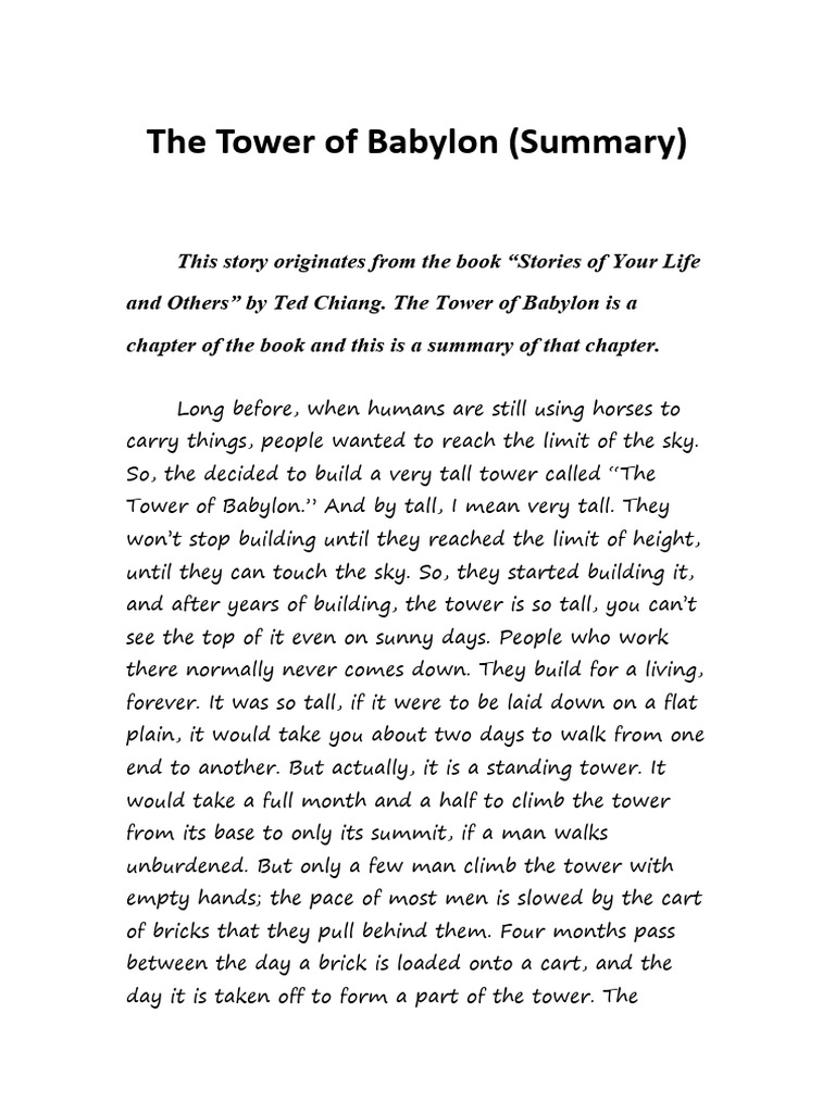 Summary of The Tower of Babylon | PDF