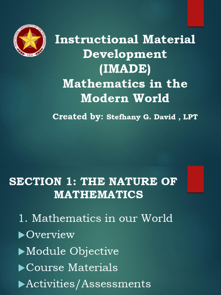 MMW Module 1 Mathematics in Our World | PDF | Pattern | Mathematics