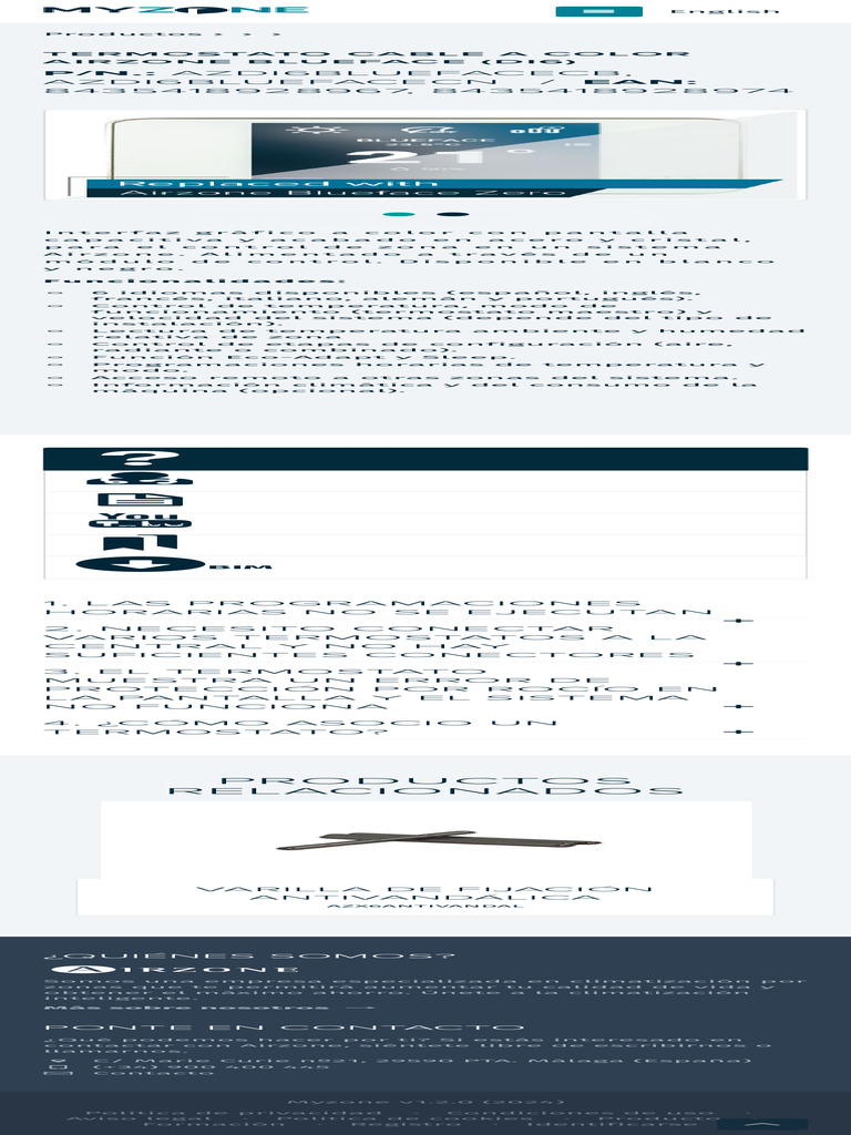 Termostato Cable A Color Airzone Blueface (Di6) | PDF