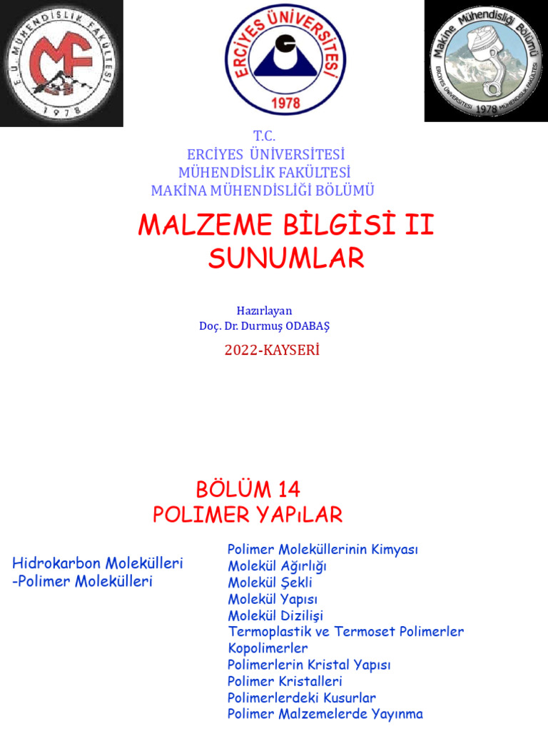 10 MM 210 BÖLÜM 14 Polimer Yapılar | PDF