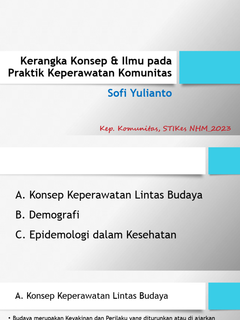 Kerangka Konsep & Ilmu Pada Praktik Keperawatan Komunitas - NHM - 2023 | PDF