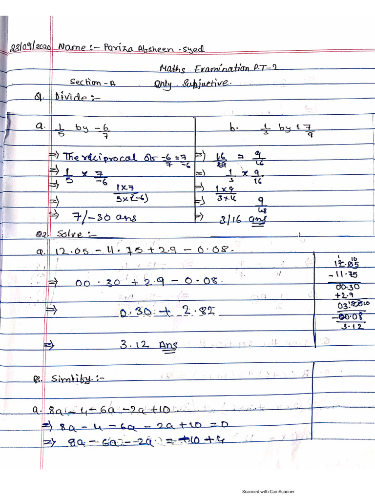 Fariza - Maths - PT-2 | PDF