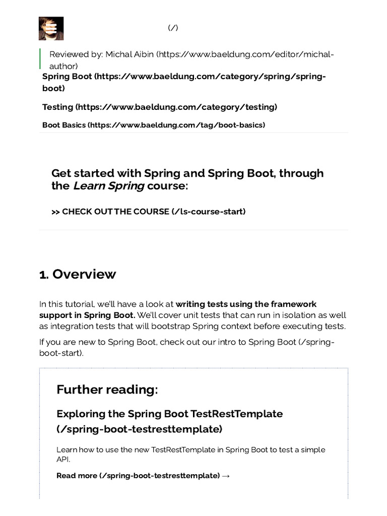 Testing in Spring Boot - Baeldung | PDF